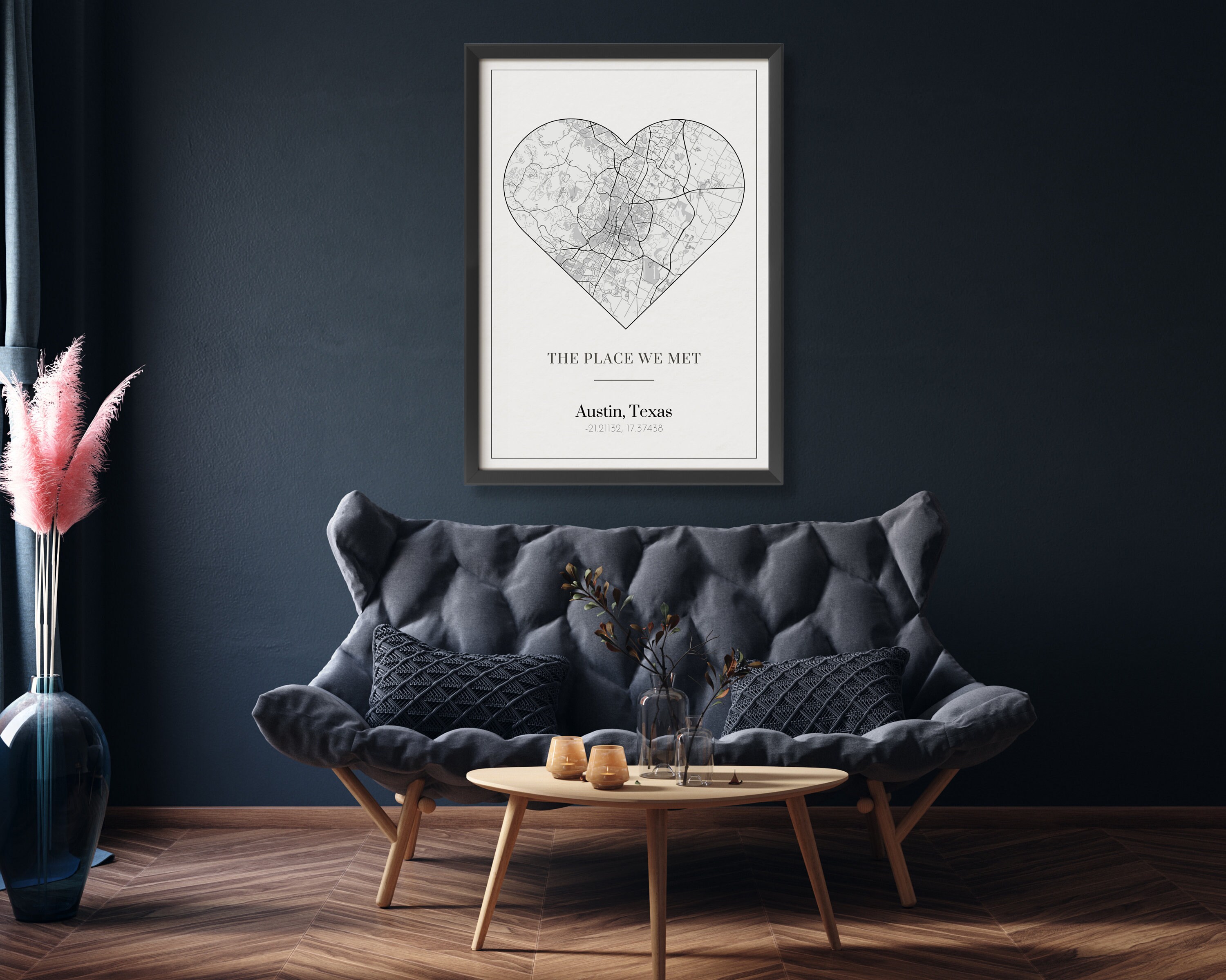 Custom Map Poster, Where We Met Map, Personalized Couples Gift, Custom ...
