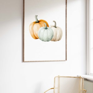 Vintage Watercolour Pumpkin Poster, Halloween Print, Fall Home Decor ...