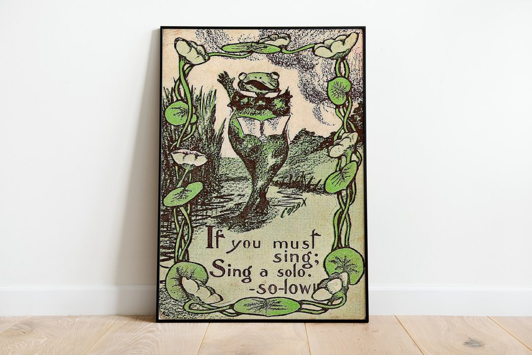 Funny Frog Singing Vintage Poster, Art Deco, Vintage Print, Colorful ...