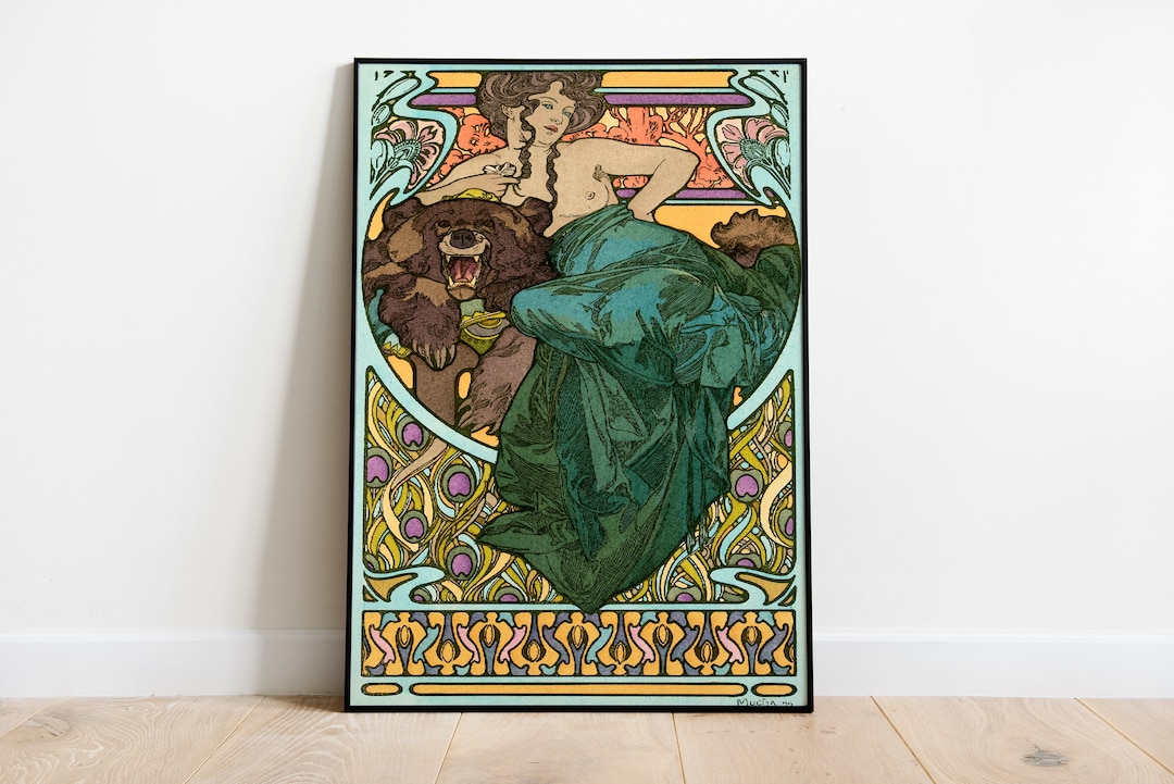 Alphonse Mucha Famous Painting, Art Deco, Vintage Print, Colorful Wall ...