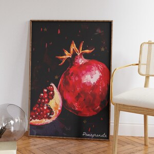 Vintage Pomegranate Poster, Pomegranate Illustration, Rustic Kitchen ...