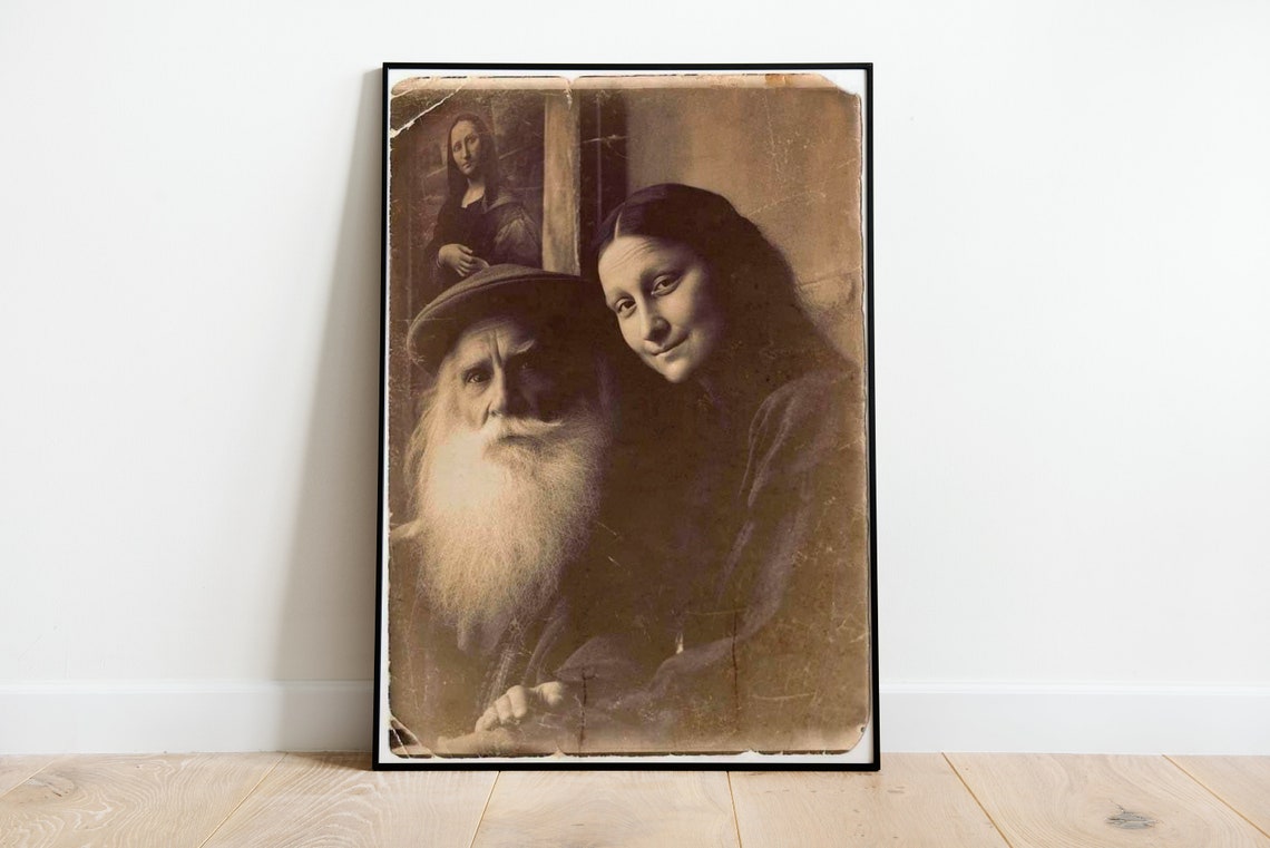 Funny Lisa Del Giocondo ( Mona Lisa ) Sitting With Leonardo Da Vinci ...