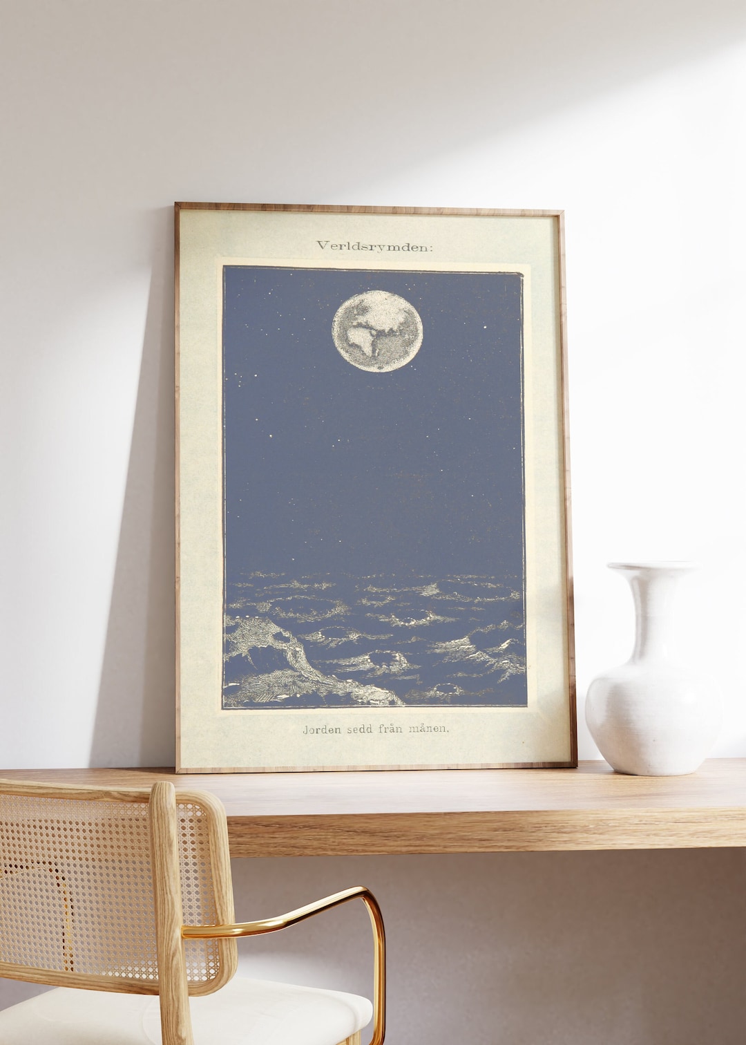 Moon Landscape Old Book Print, Vintage Moon Poster, Large Wall Art ...