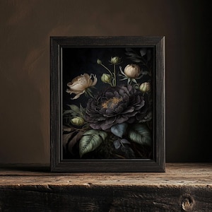 Vintage Black Peony Print, Gothic Peony Poster, Dark Academia ...