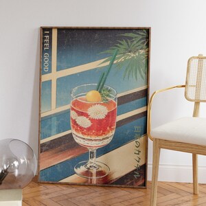 Japanese Cocktail Art Print, Vintage Bar Poster - Etsy