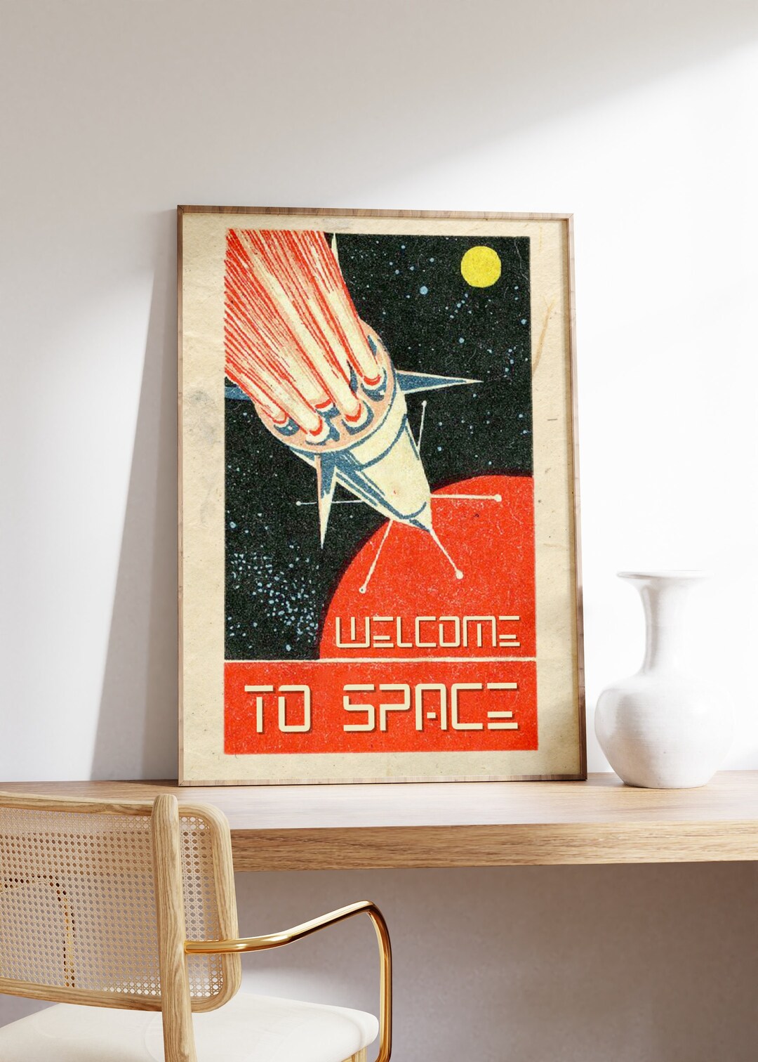 Welcome to Space Travel Vintage Poster, Matchbox Art, Vintage Print ...