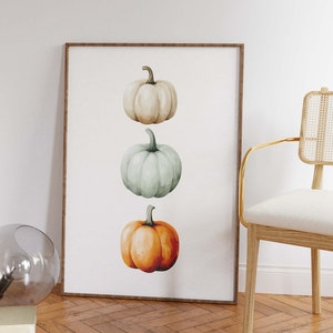 Vintage Watercolour Pumpkin Poster, Halloween Print, Fall Home Decor ...