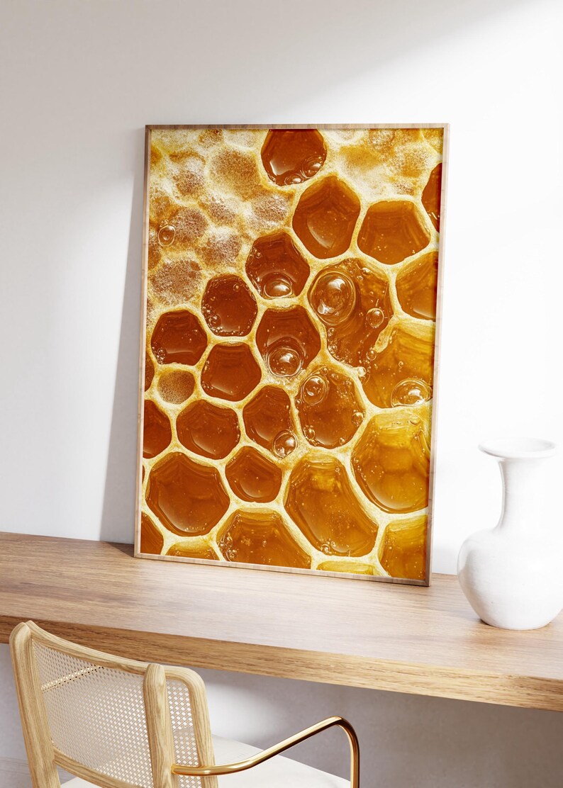 Honeycomb With Bubbles Print, Vintage Style Kitchen Wall Art - Etsy