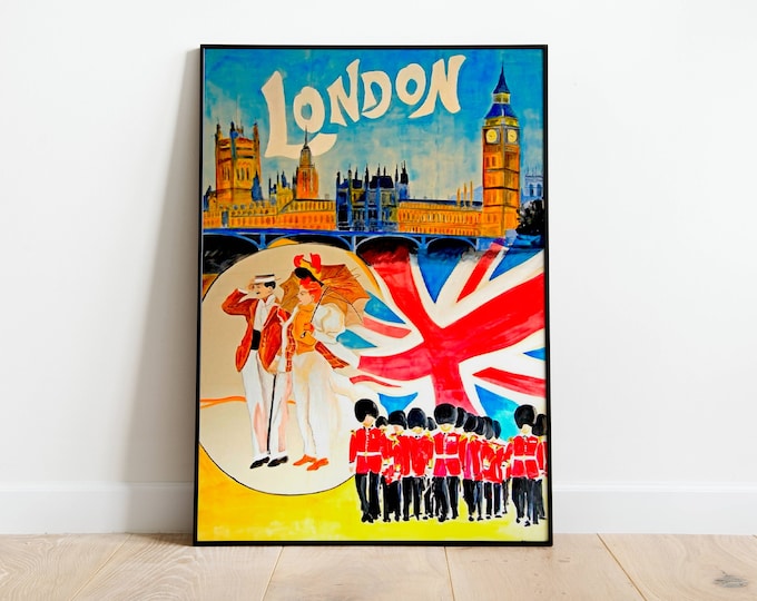 London England Vintage Retro Travel Screen Print Poster - Etsy