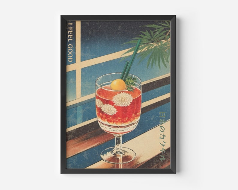 Japanese Cocktail Art Print, Vintage Bar Poster - Etsy