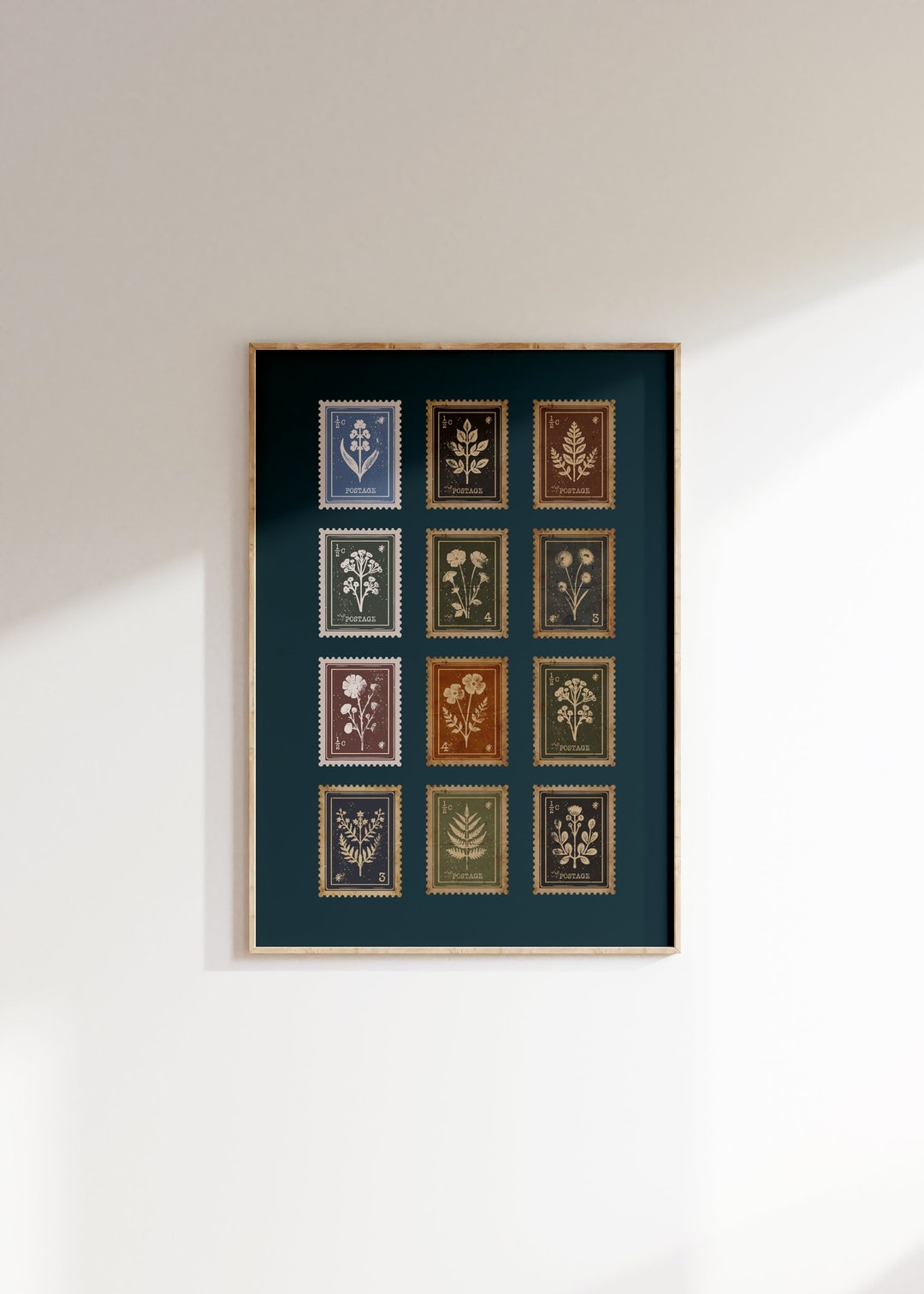 Vintage Stamps Poster, Retro Stamp Collage, Trendy Stamp Collection ...