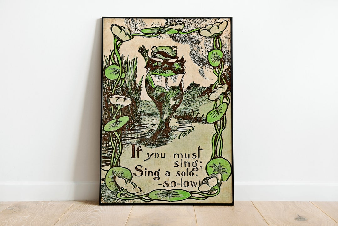 Funny Frog Singing, Vintage Frog Poster, Frog Wall Art, Frog Home Decor ...