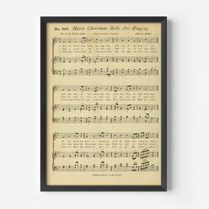 Merry Christmas Bells Are Ringing Sheet Music Print, Christmas Song ...