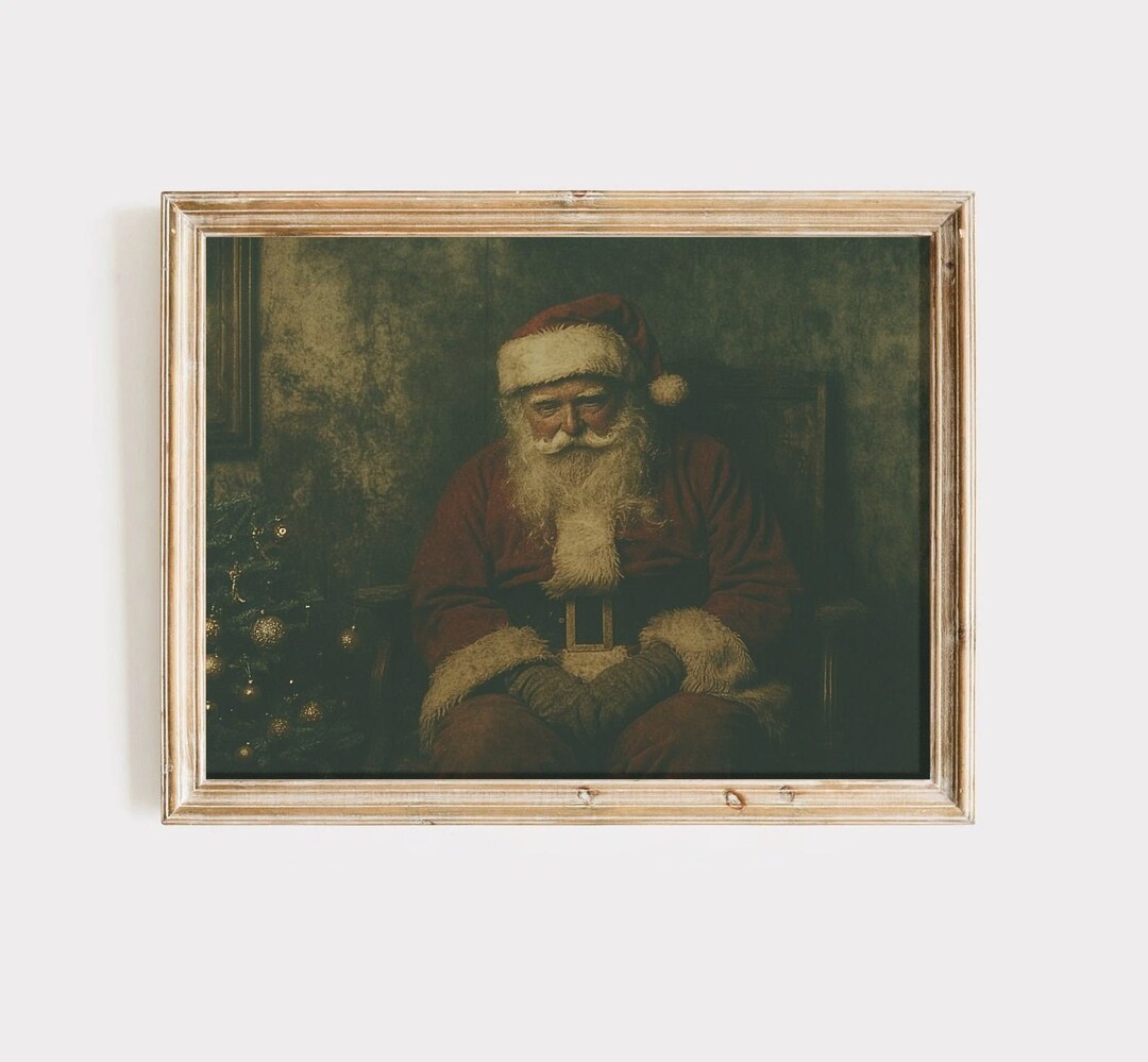 Dark Moody Santa Claus Poster, Father Christmas Print, Vintage ...