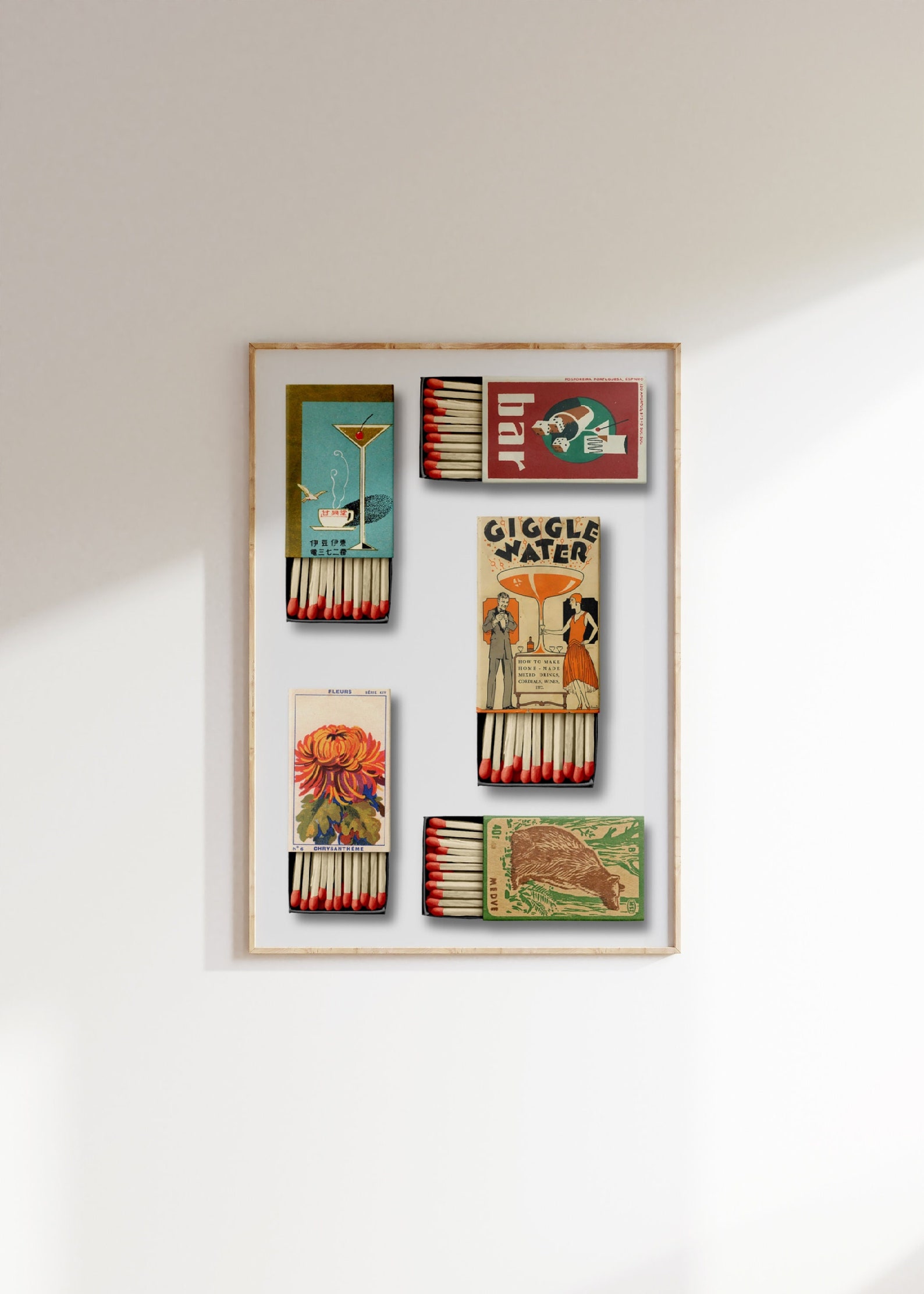 Vintage Japanese Matchbox Collage Print, Retro Bar Art - Etsy