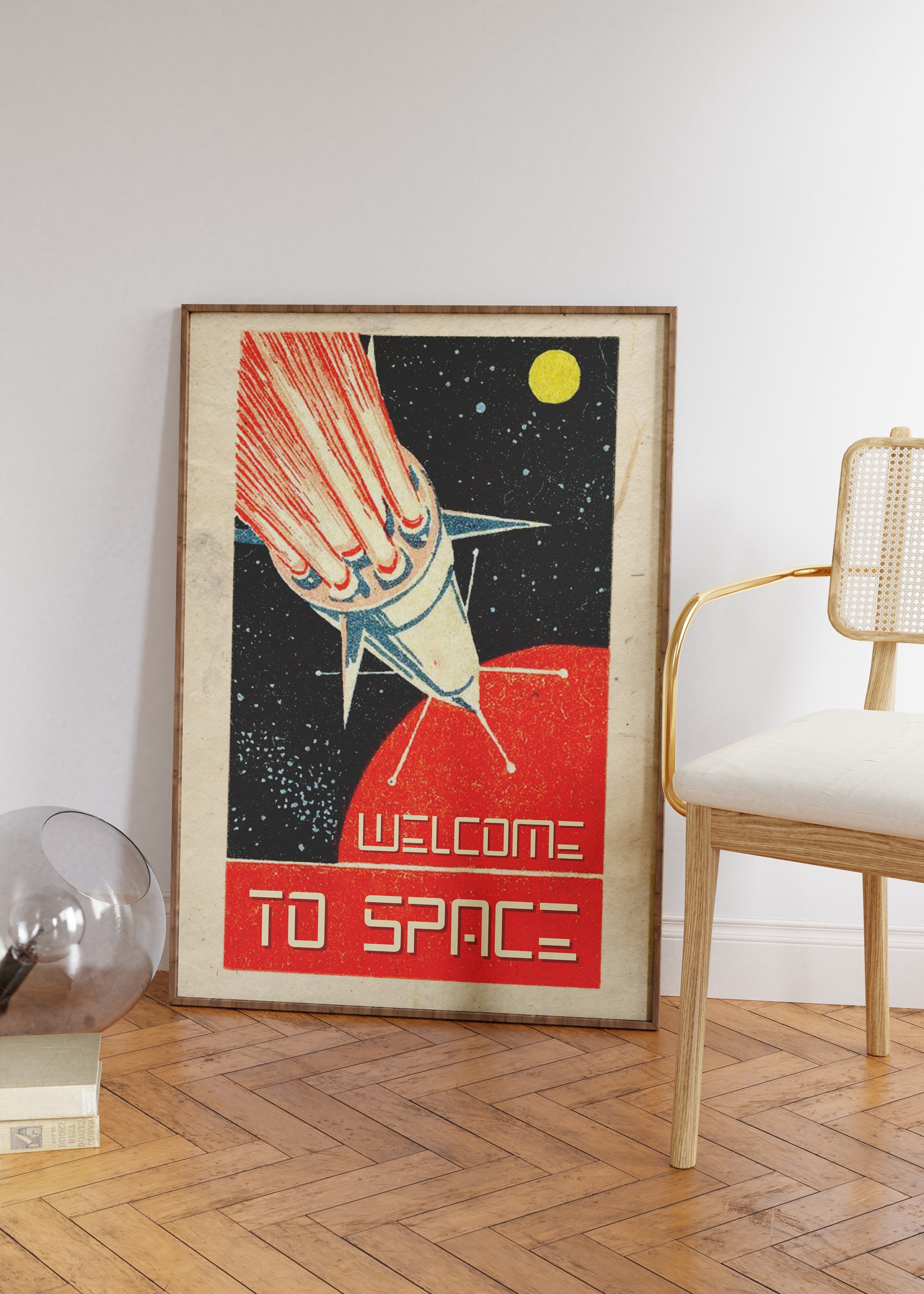 Welcome to Space Travel Vintage Poster, Matchbox Art, Vintage Print ...