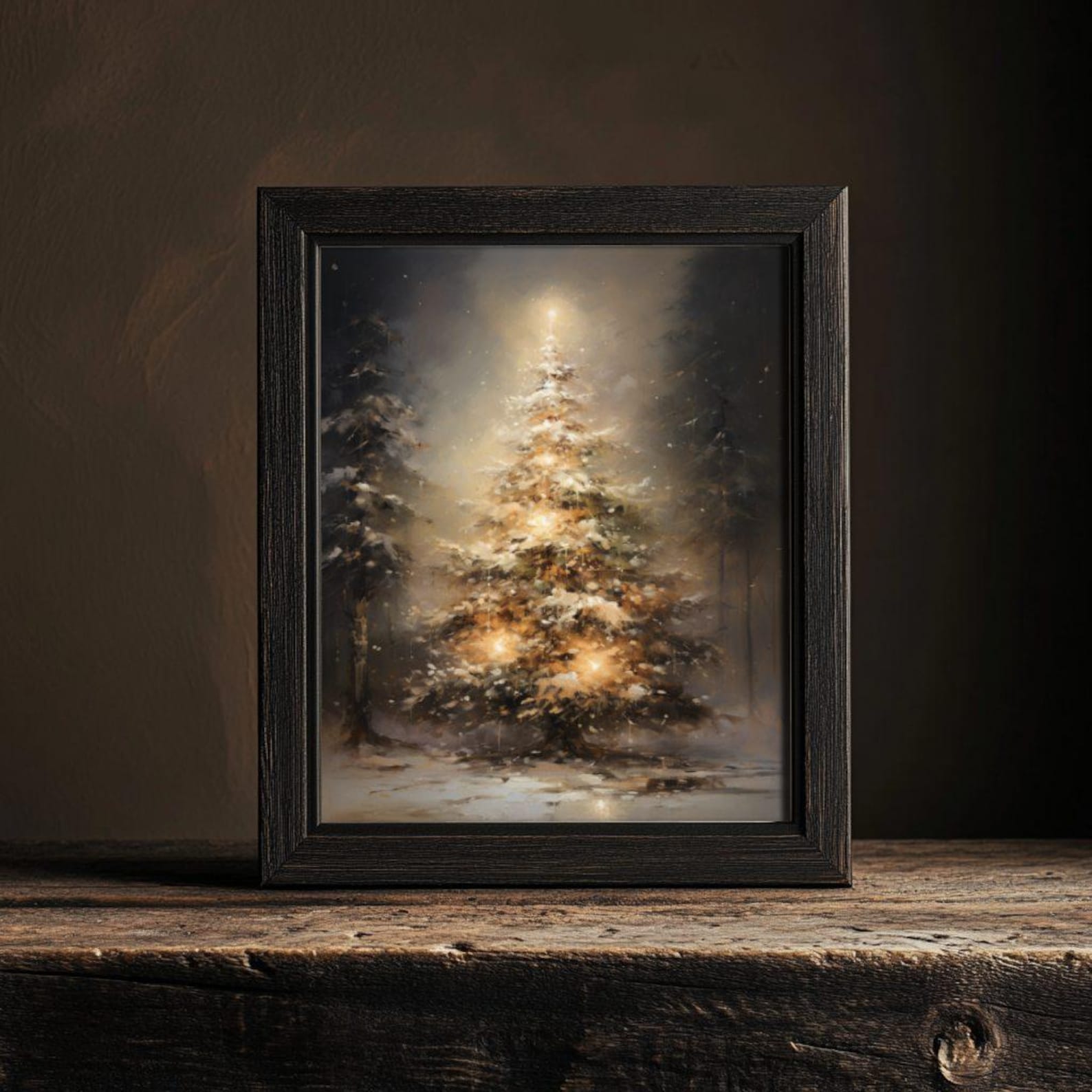 Vintage Moody Christmas Tree Print, Christmas Decor Printable Wall Art ...