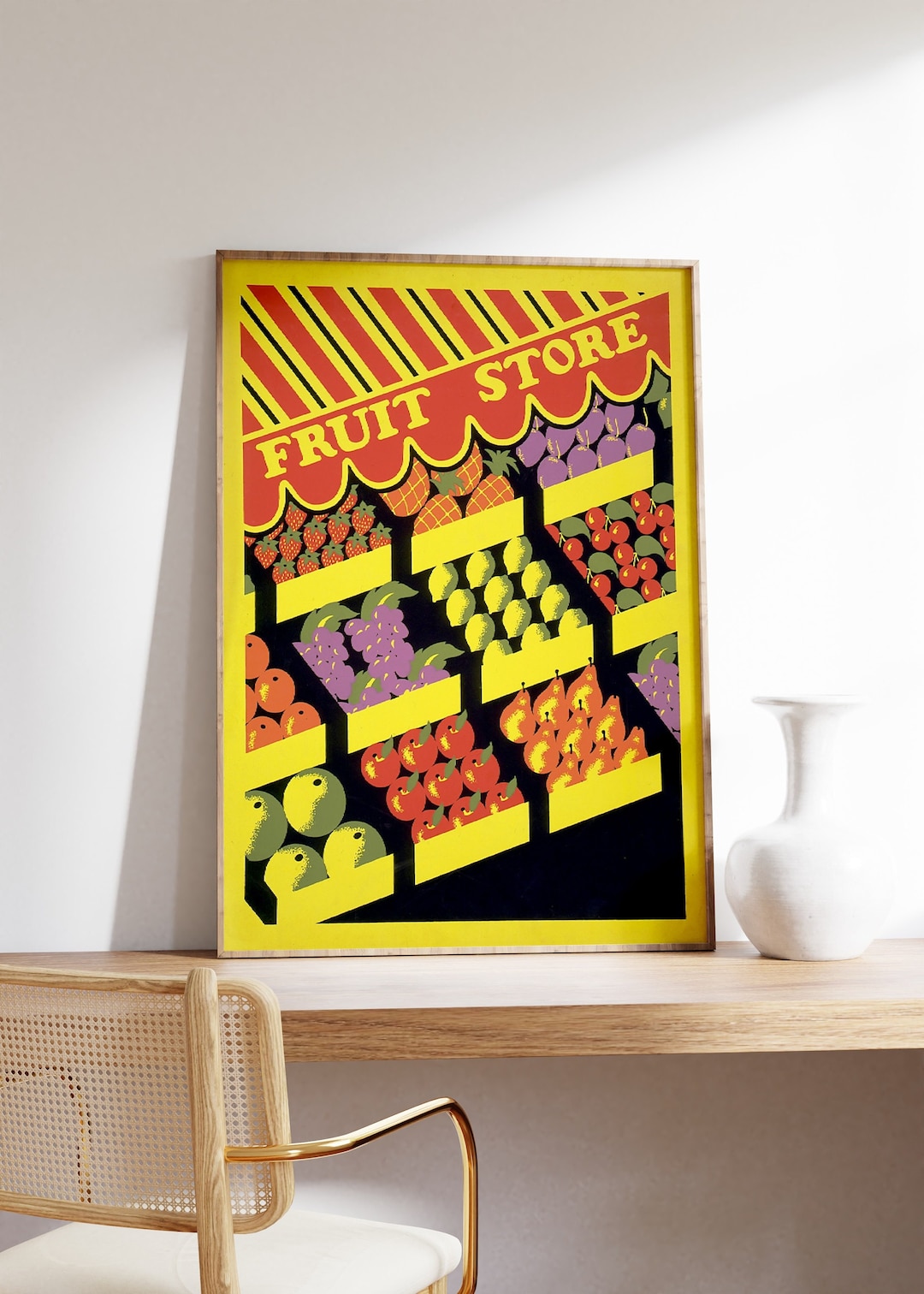 Fruit Store Poster, Fruit Print, Botanical Print, Abstract Wall Art ...