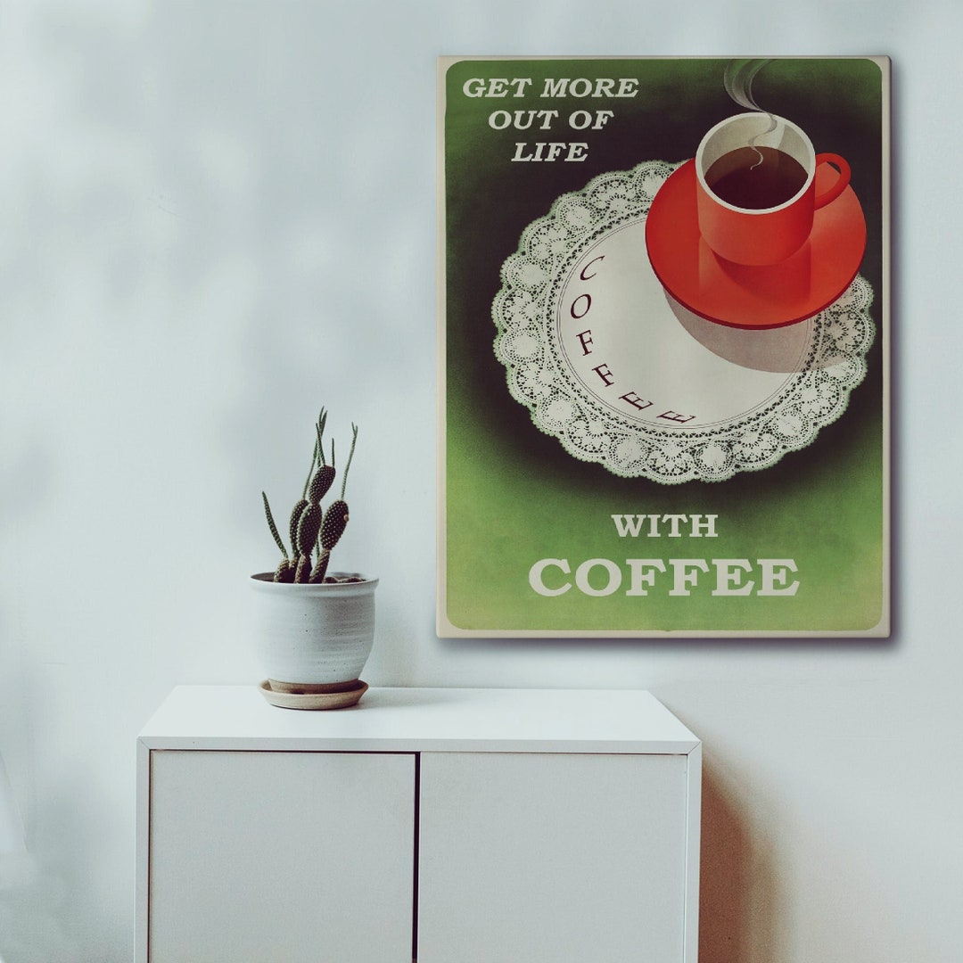 Coffee Lover Poster, Caffeine Poster, Vintage Art Print, Colorful Wall ...