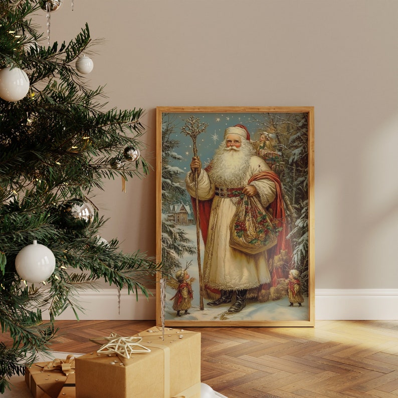 Vintage Father Christmas Poster, Santa Claus Print, Vintage Christmas ...