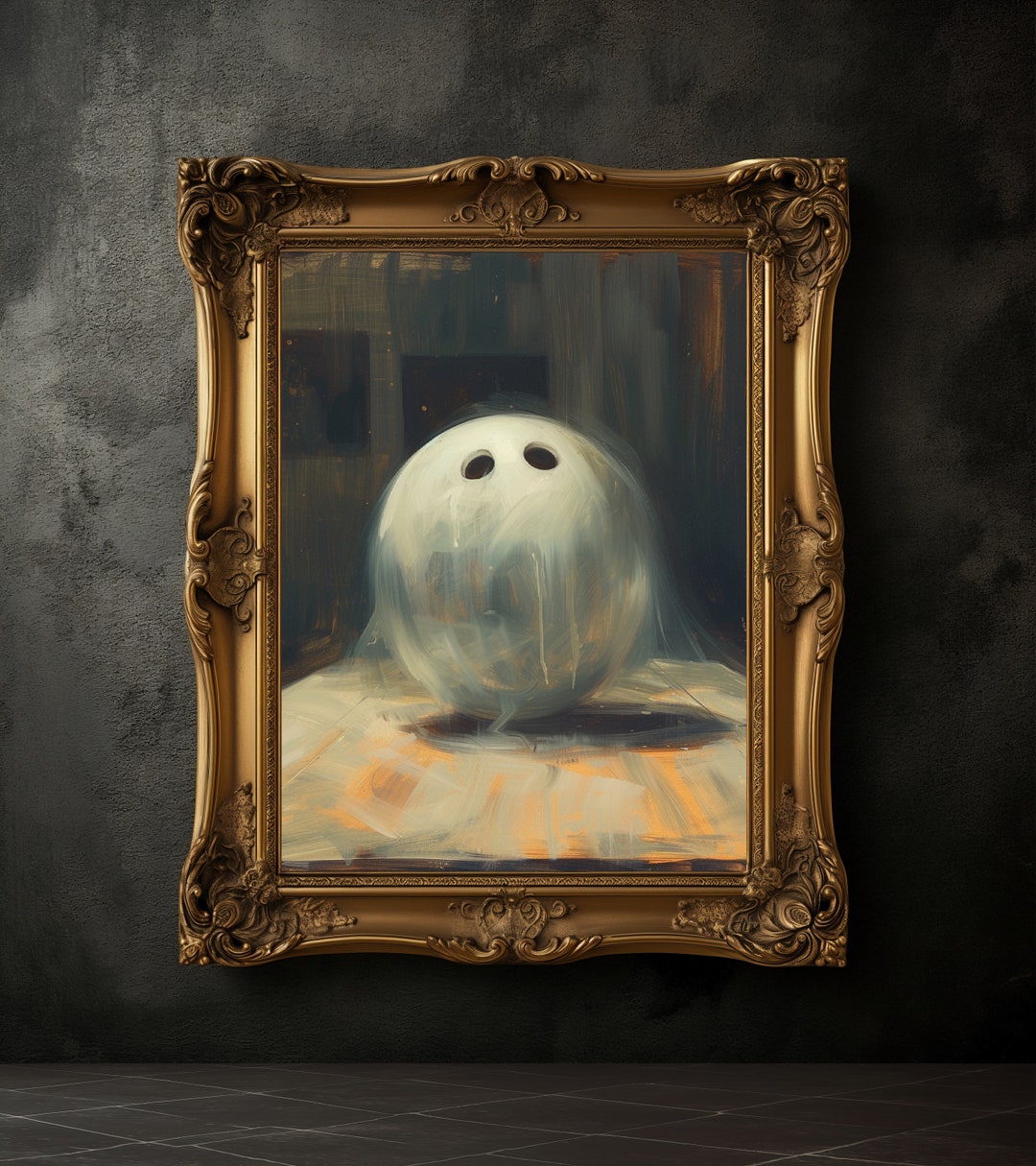 Ghost Bowling Ball Halloween Art Print, Spooky Wall Decor - Etsy