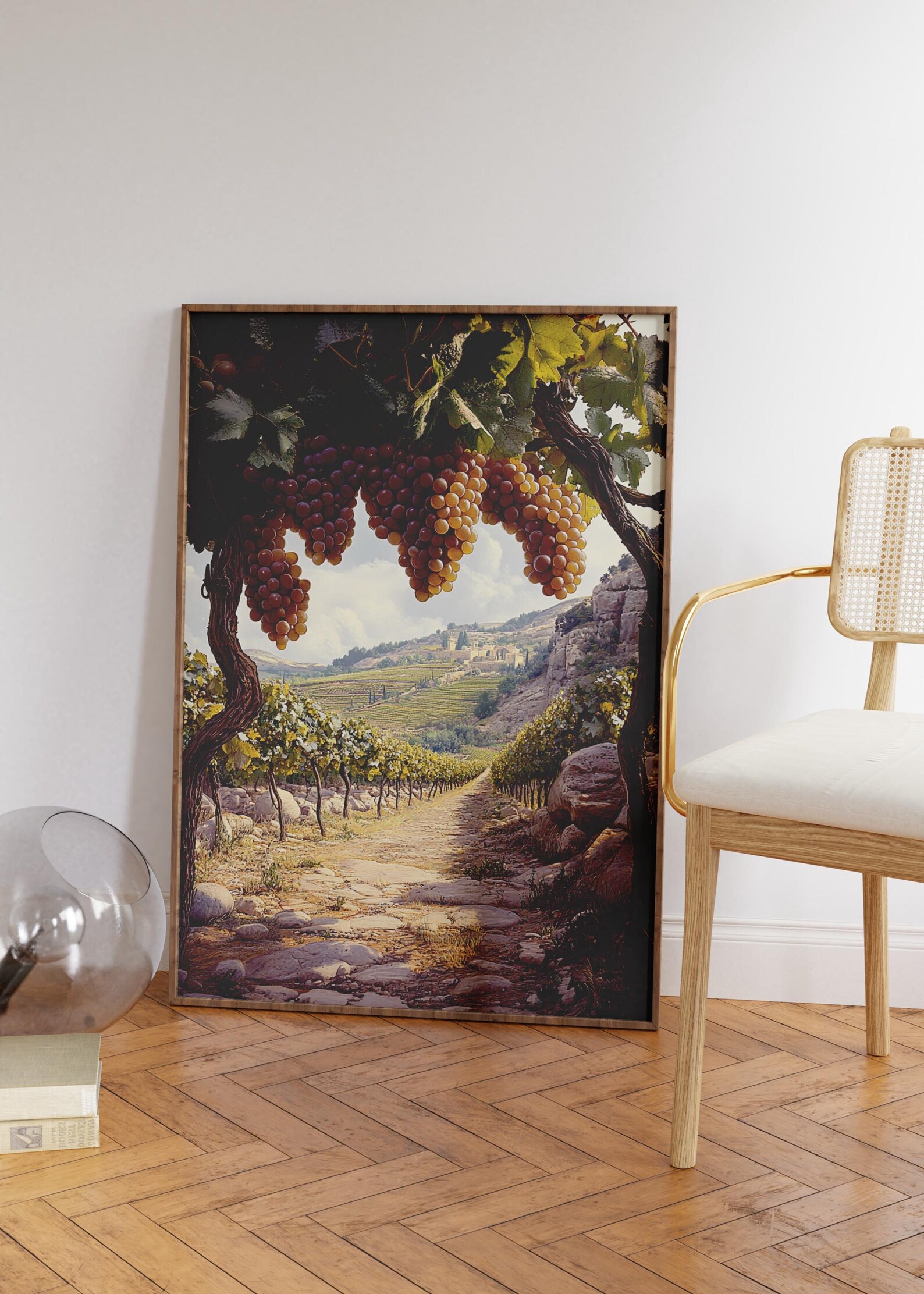 Vineyard Landscape Print, Mediterranean Wall Art, Ripe Grapes Poster - Etsy
