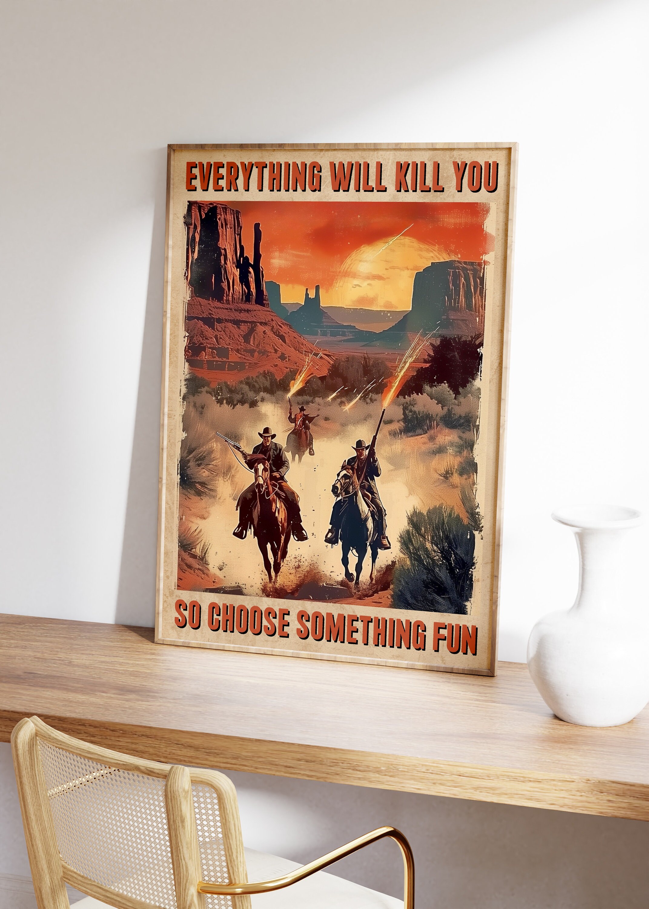 Vintage Western Cowboy Poster, Horseback Riding, Cowboy Print, Cowboy ...