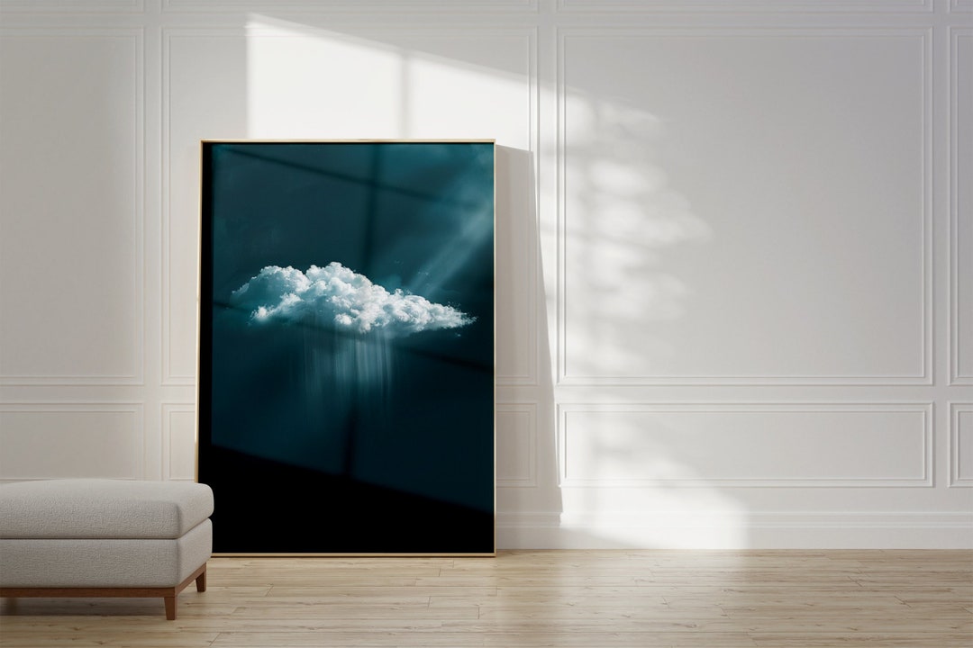 Indigo Rain Cloud Print, Minimalist Surreal Art, Gallery Wall Decor - Etsy