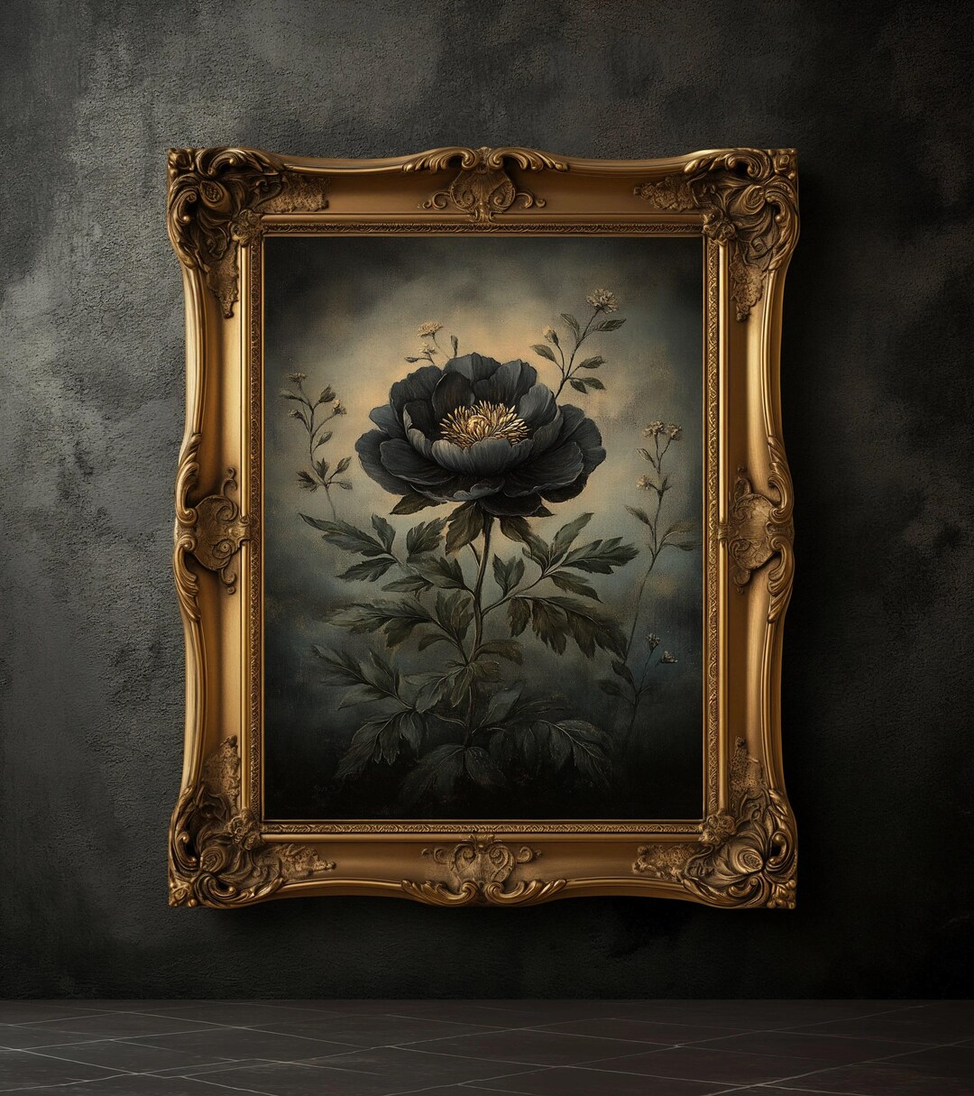 Vintage Black Peony Print, Gothic Peony Poster, Dark Academia ...