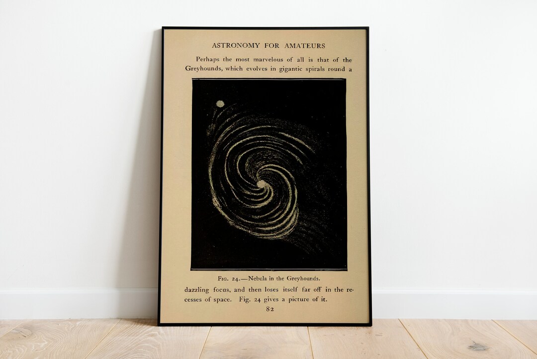 Gigantic Spiral Galactic Vintage Print, Old Astronomy Book Page ...
