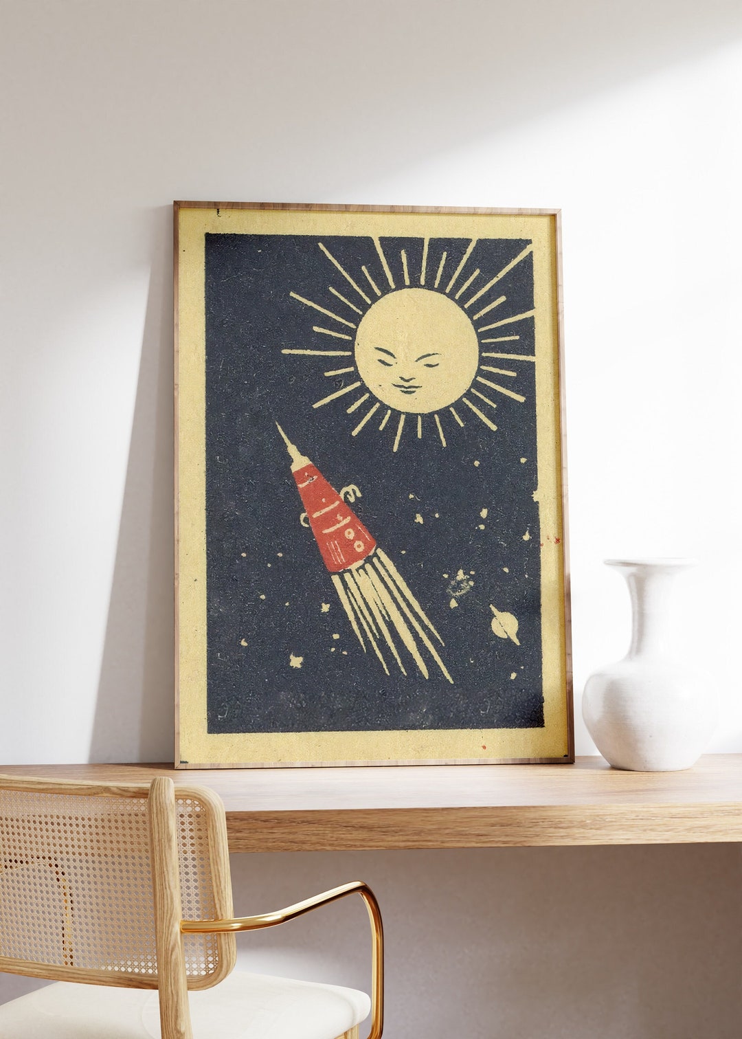 Space Travel Vintage Poster, Rocket Print, Cosmos Art Deco, Vintage ...