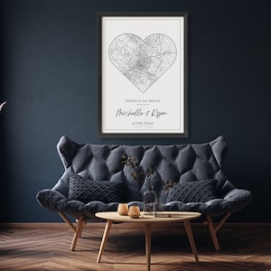 Custom Map Poster, Where We Met Map, Personalized Couples Gift, Custom ...