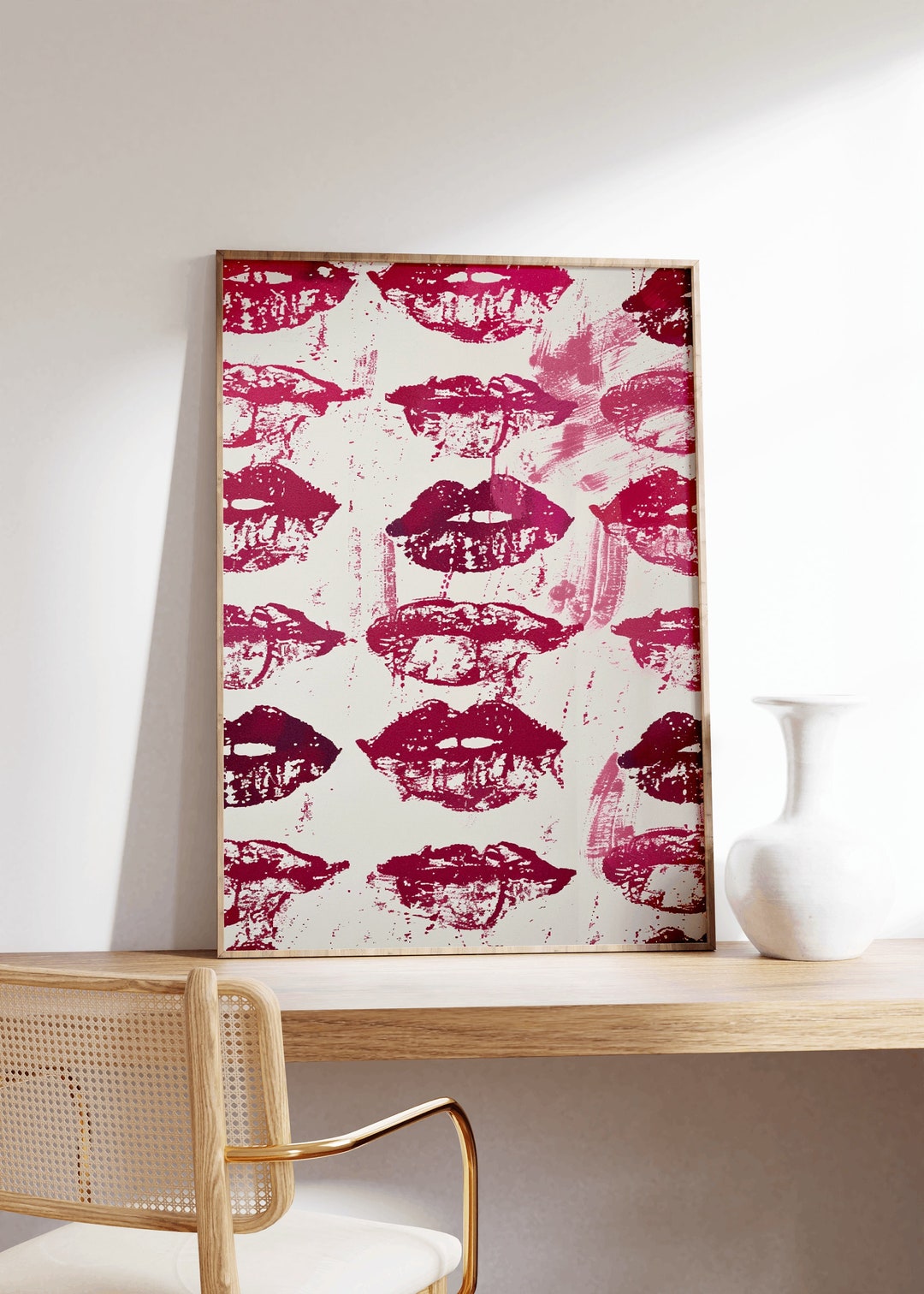 Lipstick Kisses Poster, Kiss Print, Woman Gift, Modern Art, Large Wall ...