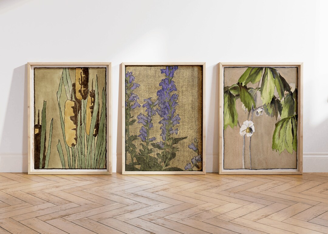 Ensemble de 3 affiches de fleurs vintage, Art déco, imprimé vintage ...
