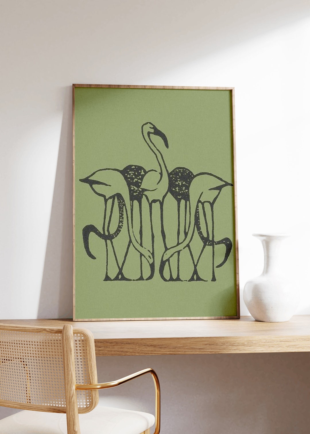 Five Flamingos Vintage Poster by Dijsselhof, Funny Animal Print - Etsy