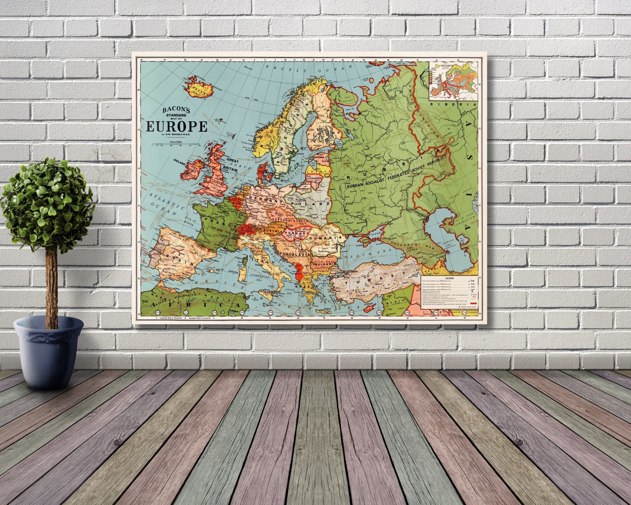 Bacon's Map of Europe (1830–1922), Vintage Europe Map, 19th Century Map ...