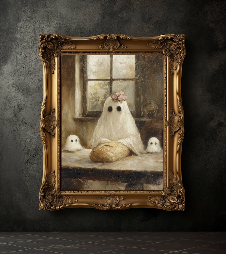 Ghost Family Baking Bread Halloween Poster, Spooky Fall Print - Etsy