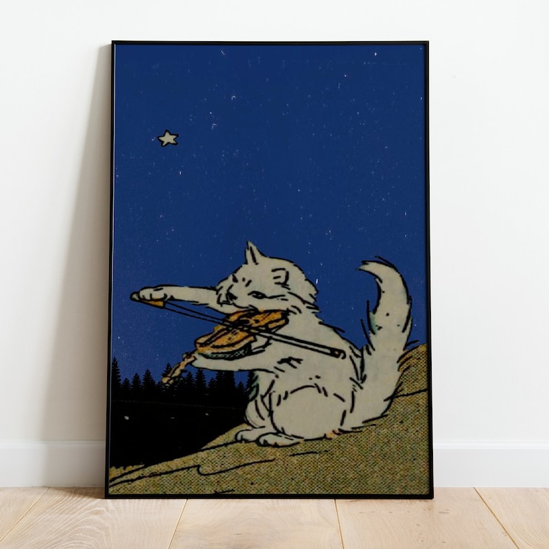 Cat Retro Poster Art - Etsy