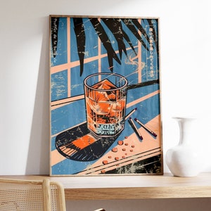 Japanese Cocktail Bar Poster, Funny Bartender Print, Old Book Cover ...