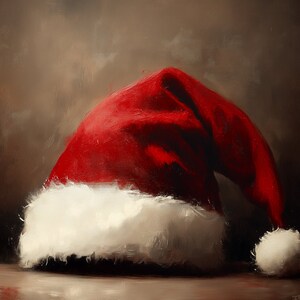 Vintage Santa Hat Print, Vintage Style Christmas Poster, Dark and Moody ...