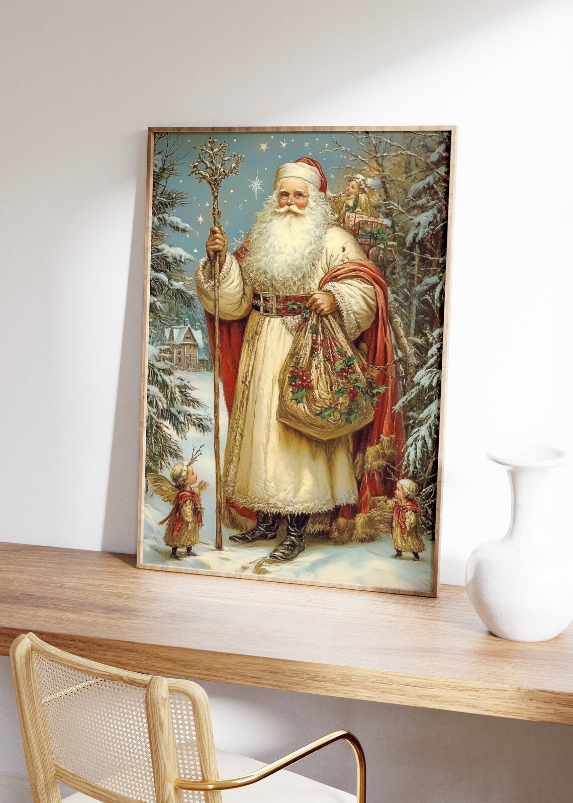 Vintage Santa Claus Poster, Rustic Christmas Decor Print - Etsy
