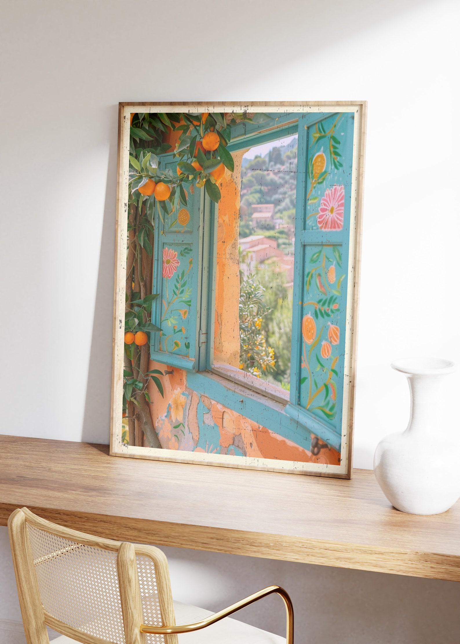 Vintage French Orange Grove Poster, French Golden Fruit Print, Old ...