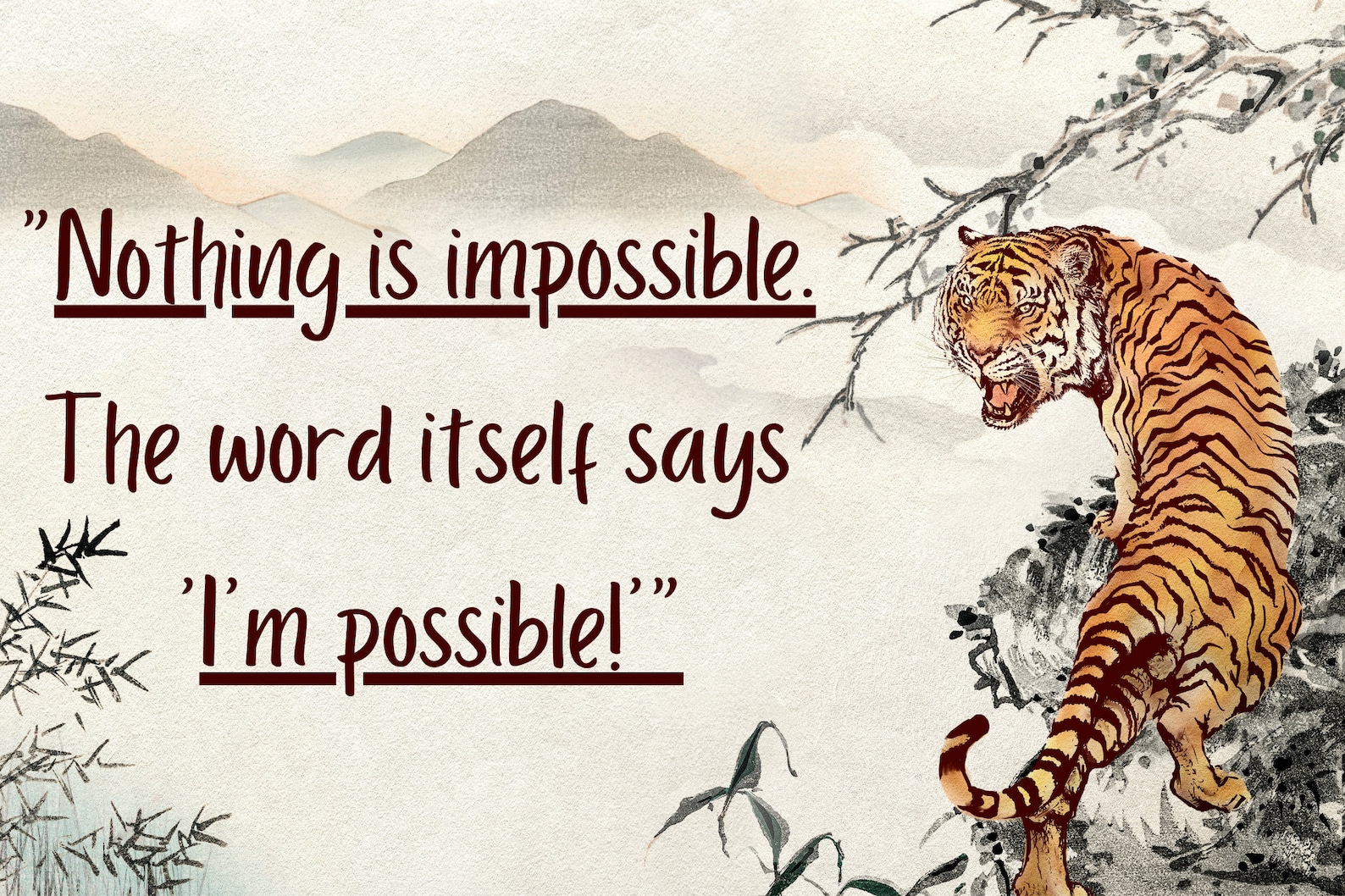 Tiger Motivational Poster Quote Print Vintage Japanese - Etsy