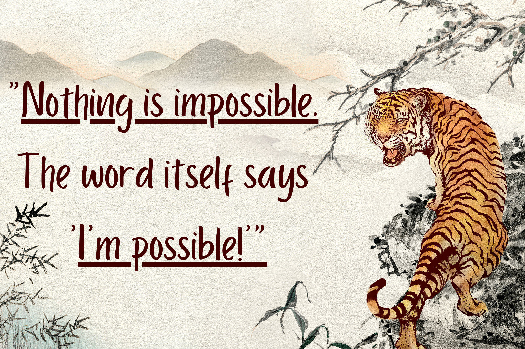 Tiger Motivational Poster Quote Print Vintage Japanese - Etsy