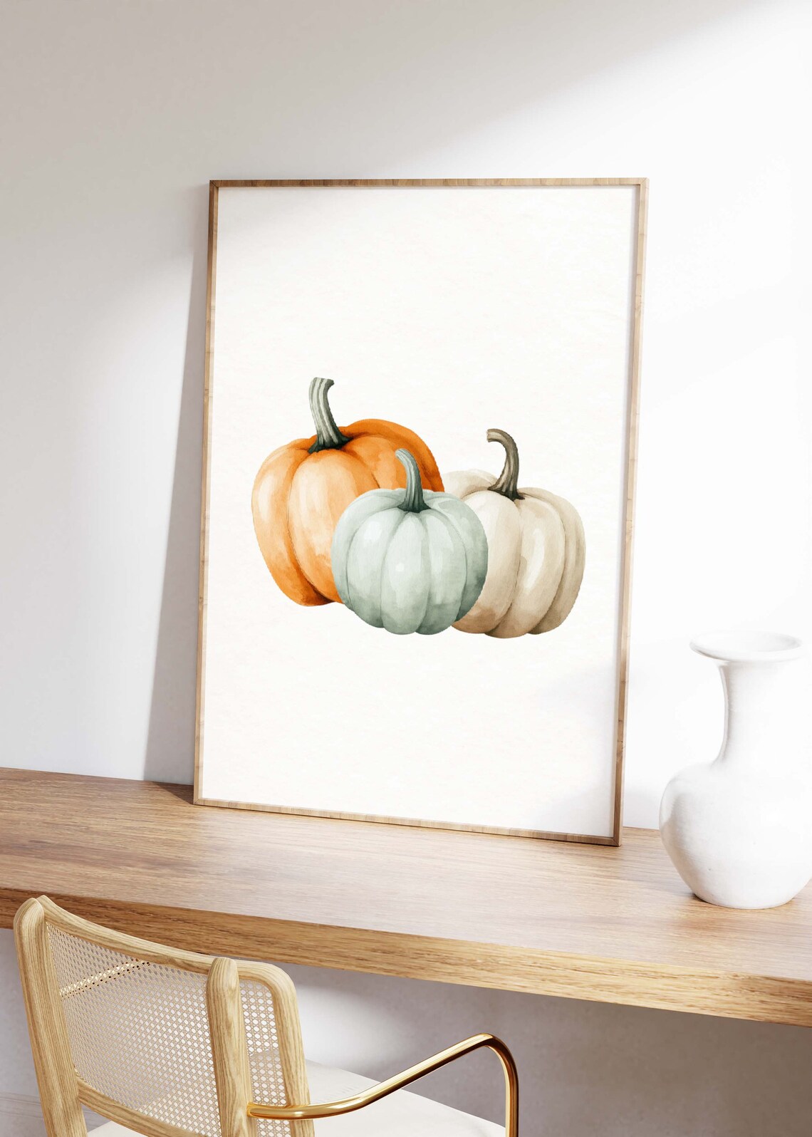 Vintage Watercolour Pumpkin Poster, Halloween Print, Fall Home Decor ...