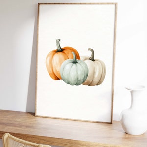 Vintage Watercolour Pumpkin Poster, Halloween Print, Fall Home Decor ...