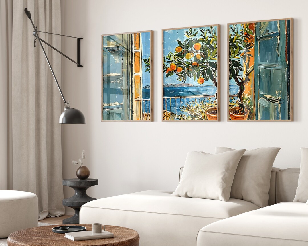 Open Window Print Set of 3, Orange Tree Riviera Print, Fauvism Painting ...