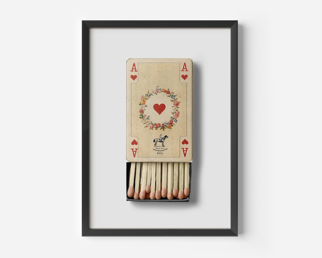 Ace of Hearts Playing Cards, Matchbox Poster, Retro Wall Art, Aesthetic ...