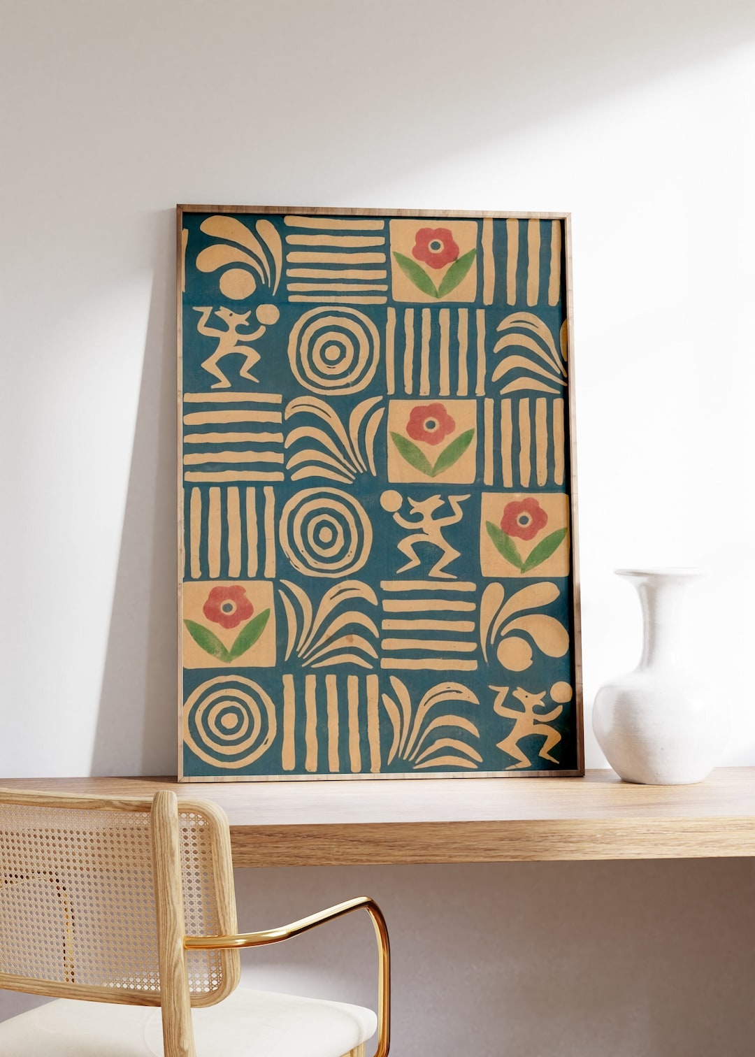 Vintage Textile Pattern Poster, Floral Pattern Print, Abstract Wall Art ...