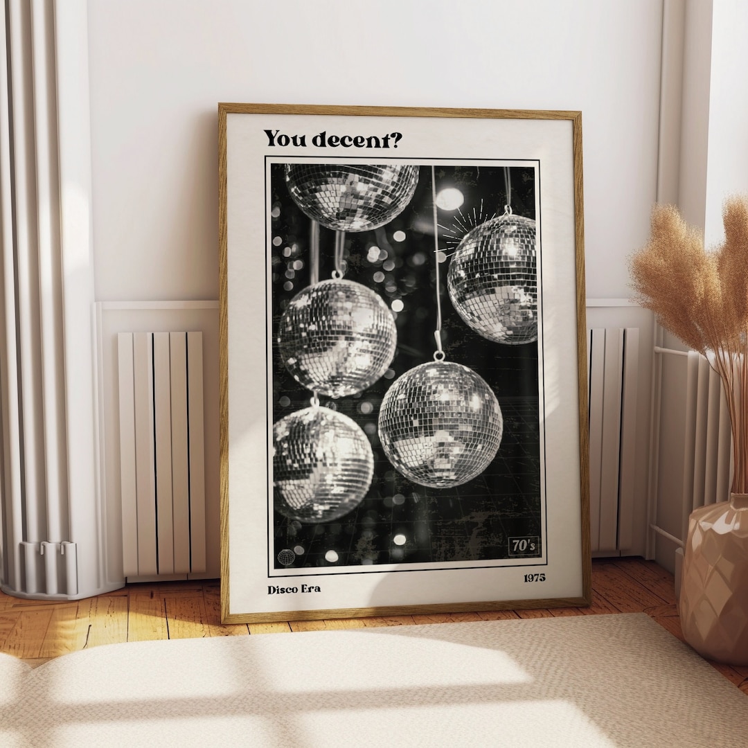 Trendy Disco Ball Print, 'you Decent?' Retro 70s Decor - Etsy